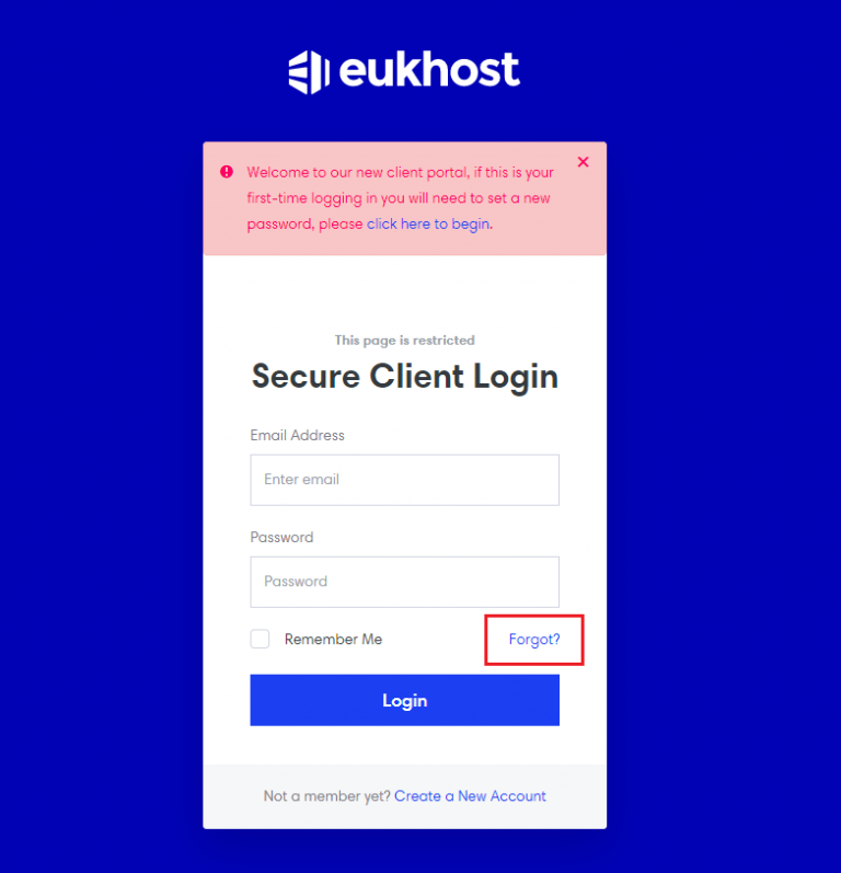 How do I recover my eukhost client area password - eukhost