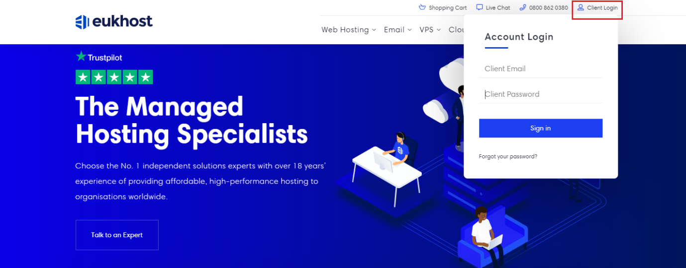 Register a domain name using the client area on eukhost