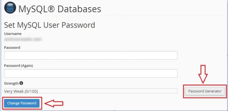 Change MySQL database user's password from cPanel - eukhost