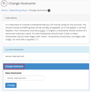 How to change the hostname of server using WHM - eukhost