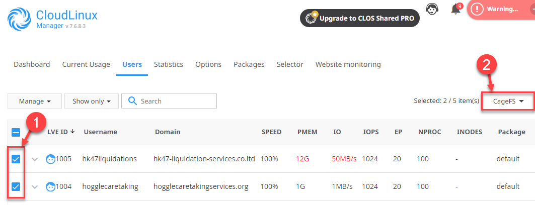 How to Enable or Disable CageFS for Users in CloudLinux - eukhost
