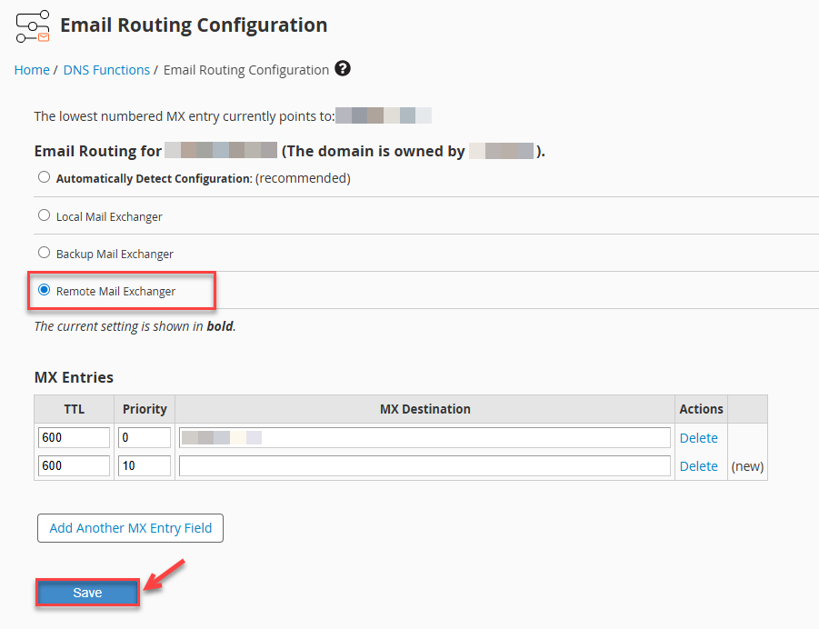 Redirect Domain Email: cPanel to External Server