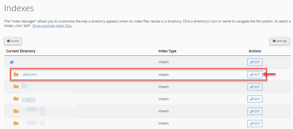 How to modify index settings of a directory - eukhost