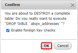 How to drop a table in phpMyAdmin - eukhost