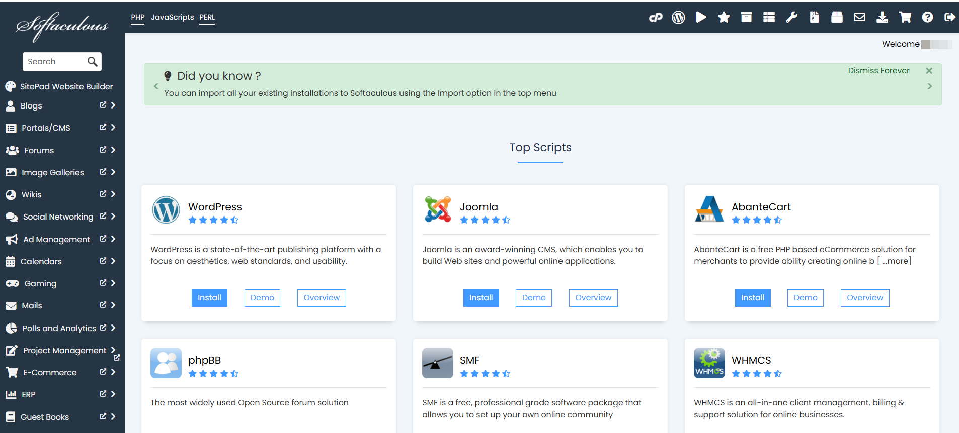 Log into the Applications from Softaculous in cPanel - eukhost